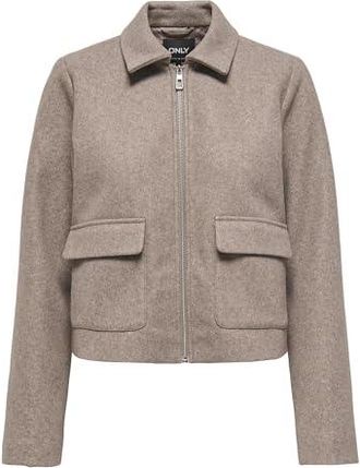 Only Onlvela Zip Short Jacket Otw Onlvela Otw Veste courte zipp&eacute;e pour femme (paquet de 1), Gris Taupe, XL