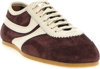 Dries Van Noten Suede and Leather Colorblock Sneaker - Burgundy