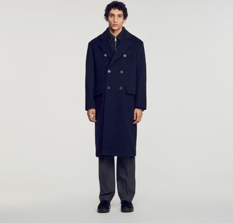 Sandro Manteau laine et cachemire crois&eacute;
