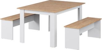 Vicco Eckbankgruppe Sentio, Weiß/Goldkraft Eiche, 137.6 x 92.8 cm mit 2 Bänken