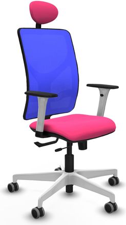 Piqueras y Crespo Stuhl mit Rollen f&uuml;r PC Motilla mit wei&szlig;en und schwarzen Armlehnen, h&ouml;henverstellbare Lendenwirbelst&uuml;tze und festes Kopfteil, ausgestattet mit Syncro/