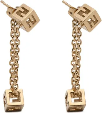 Fendi FF-logo Cube Drop Earrings