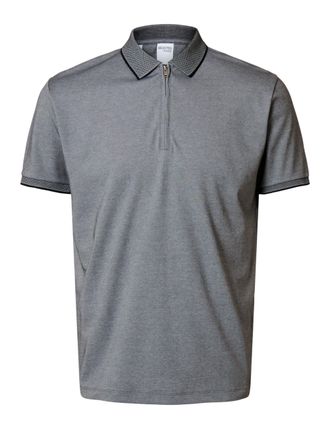 Selected Herren Slhfave Sport Zip Ss Polo Noos, Medium Grey Melange, M EU