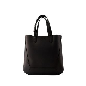 Alexander McQueen Schwarze Leder Medium Shopper Tasche - The Edge - - Bags - Herren - Schwarzk - ONE SIZE