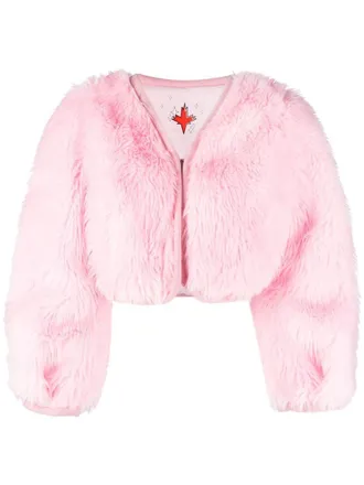 Dsquared2 veste en fourrure artificielle &agrave; coupe crop - Rose