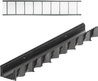 Aco Self Entw&auml;sserung Baukasten Rinnenelement Hexaline mit Maschenrost Stahl vz. 1 m