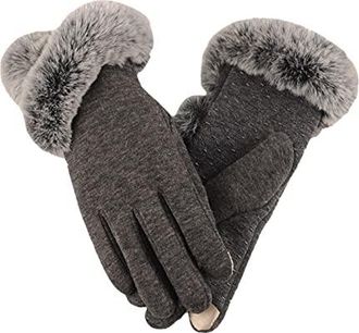 Generic Gants dhiver pour femme avec doublure en polaire chaude pour &eacute;cran tactile, gants thermiques pour femme avec manchette moelleuse, moufles pour femmes,