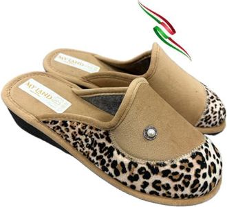 New Confort Leopardata My7and PERLA Sandales dhiver pour femme &agrave; bout ferm&eacute; double fantaisie et d&eacute;cor, fabriqu&eacute;es en Italie, L&eacute;opard Beige, 37 EU
