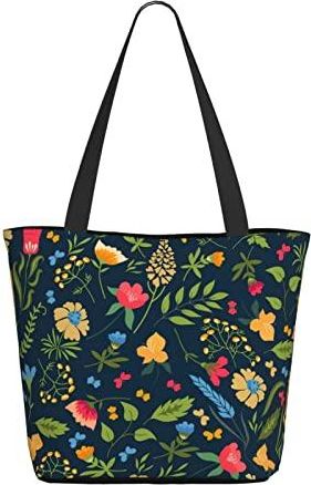 AOOEDM Sac &agrave; provisions pour femme motif fleurs et herbe 33 x 28 x 19 cm. Le cadeau parfait pour la Saint-Valentin. Cest de la Saint-Valentin pour maman, fil