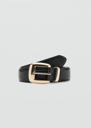 Mango Ceinture boucle carr&eacute;e noir - Femme - XL - MANGO