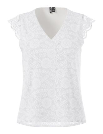 Pieces Pcolline Sl Lace V-Neck Top Noos