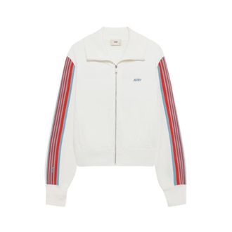 Autry Femme, Sweatshirts et sweats &agrave; capuche, Blanc, Taille: 38 FR Veste Enti&egrave;rement Zipp&eacute;e en Viscose Tricot&eacute;e