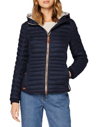 Camel Active Damen leichte Steppjacke mit Abnehmbarer Kapuze Dunkelblau, womenswear-44