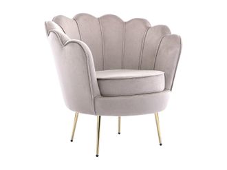 Vente-Unique Muschelsessel - Samt - Taupe - Dandelion