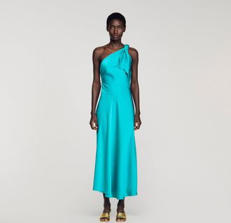 Sandro Robe longue satin&eacute;e &agrave; naud