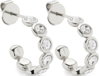 Leonardo Ohrstecker Cremona, 1 Paar Steck-Creolen aus silberfarbenem Edelstahl, klare Zirkonia Steinchen, Schmuck Damen Geschenk, 024338