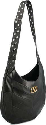 Valentino Garavani Chevron-Quilted Nappa Leather Shoulder Bag - Black