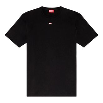Diesel Homme, Tops, Noir, Taille: M T-shirt à Col Rond avec Patch D