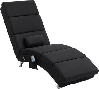 HOMCOM Fauteuil Relax Salon Fauteuil de Massage et Chauffage meridienne Chaise Longue dintérieur, avec télécommande et Oreiller, Chambre à Coucher, Salon, Ti