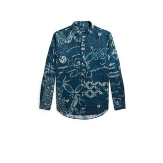 Polo Ralph Lauren Leinen gedrucktes Hemd - Blau