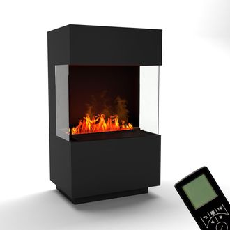 Glow Fire Wasserdampf Kamin OGF 1 Mini (Standkamin) - Elektrokamin mit realistischen LED 3D-Flammen, Knistereffekt & Fernbedienung, 55x96x40 cm - Opti-Myst 400 