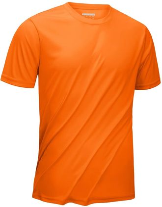 KEFITEVD Laufshirt Herren Kurzarm Sommer Outdoorbekleidung Quick Dry Leicht Trainingsshirt Casual Sportswear Weich Sport Kleidung Orange 3XL