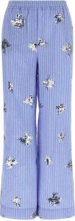 Le Twins LE Twins, Femme, Pantalons, Bleu, Taille: 36 FR Giorno Striped Cotton Poplin Pants