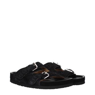 Isabel Marant Mens Black Leather Slippers