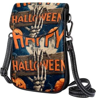 Generic Petit sac à bandoulière en cuir pour femme, motif toile daraignée, squelette, sac à main décontracté pour téléphone, sac à bandoulière avec sangle rég