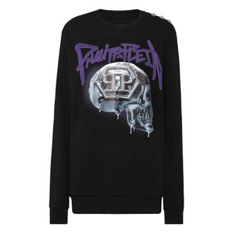 Philipp Plein Femme, Sweatshirts et sweats &agrave; capuche, Noir, Taille: 36 FR SweaT-shirt Skull