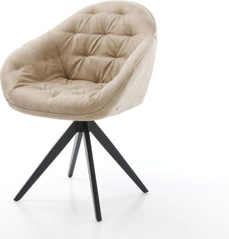 DELIFE Esszimmerstuhl Gaio-Flex Mikrofaser Beige Vintage Kreuzgestell kantig Schwarz, Esszimmerstühle