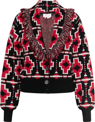 Izia Strickjacke Damen schwarz weiss rot