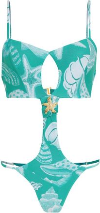 Amir Slama robe de plage à imprimé coquillage - Vert