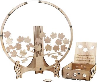 Generic Ahorn-G&auml;stebuch f&uuml;r Hochzeit, G&auml;stebuch in Ahornform und Bl&auml;ttern, G&auml;stebuch aus Holz, G&auml;stebuch f&uuml;r Hochzeitsempfang, alternatives G&auml;stebuch f&uuml;r