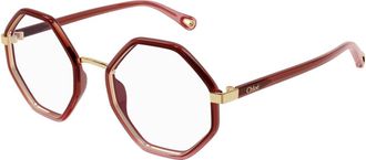 Chlo&eacute; unisex, Accessoires, Rouge, Taille: 53 MM Geometric Optical Frame