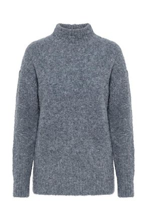 Ulla Popken Strickpullover Pullover Boucl&eacute;-Feinstrick Stehkragen Langarm