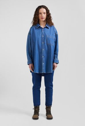 Eden Park Chemise En Coton Ciel &Agrave; Poche Plaqu&eacute;e Coupe Oversize