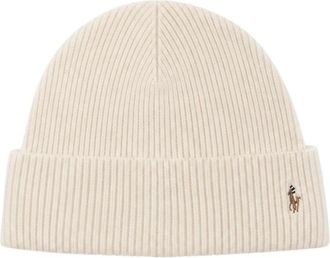 Ralph Lauren Bonnet &agrave; revers signature en m&eacute;lange de laine - Homme - Accessoires - Blanc - Taille: ONE Size