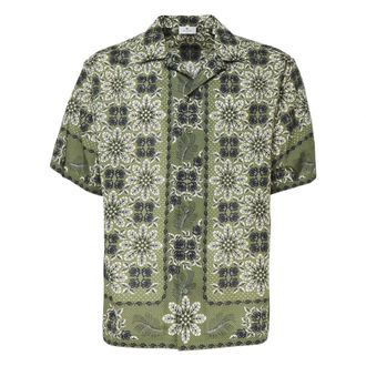 Etro Homme, Chemises, Vert, Taille: S Chemise de Bowling avec Imprim&eacute; Floral G&eacute;om&eacute;trique Vert