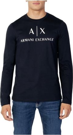 A|X Armani Exchange Homme, Tops, Noir, Taille: S T-shirt à Manches Longues avec Imprimés Logo