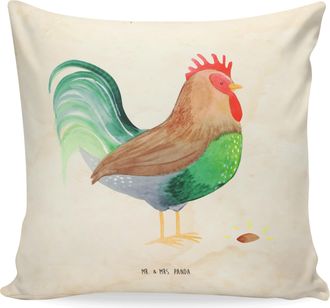 Mr. & Mrs. Panda Sofakissen Hahn Korn - Geschenk, Landwirt, Kopfkissen 40x40, Eier, Natur, Landwirtin, Henne, Hoftiere, Bauernhof, sitzkissen