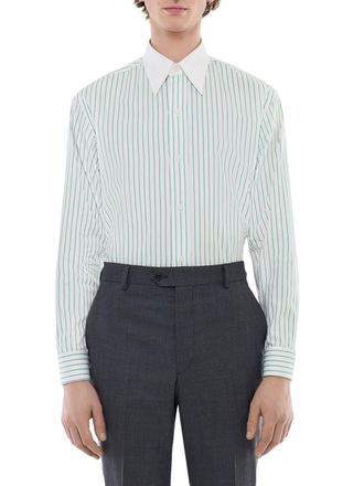 Fursac Chemise &agrave; rayures et col blanc pointu - Taille 38 - Homme
