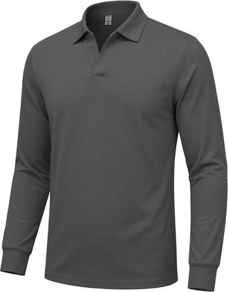 AlltheMen Poloshirt mit Zopfmuster langarmshirt Baumwolle Shirt f&uuml;r Winter