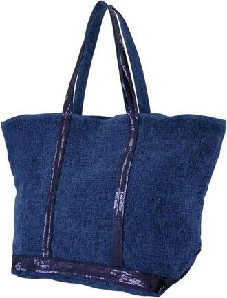 Vanessa Bruno Femme, Sacs, Bleu, Taille: ONE Size Sac fourre-tout en tissu textur&eacute; avec ornements de sequins