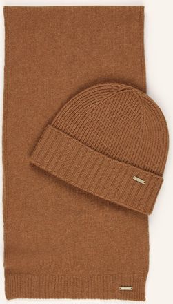 Woolrich Woolrich Set: Schal Und M&uuml;tze Mit Geschenkbox beige