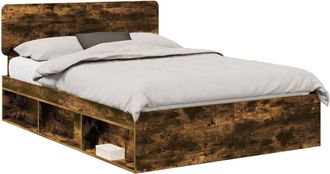 vidaXL Struttura Del Letto Rovere Fum&eacute; 150 X 200 Cm Pino Massello Vidaxl