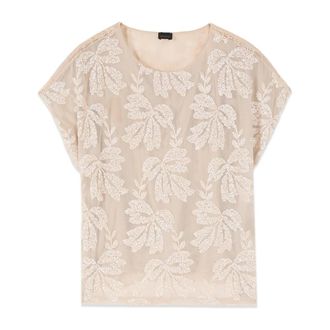 Oltre Bestickte Bluse mit Spitze - - Blouses & Shirts - Damen - Beige - XS