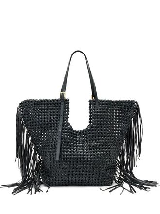 AllSaints Gewebter Tote Bag mit Fransen - Schwarz