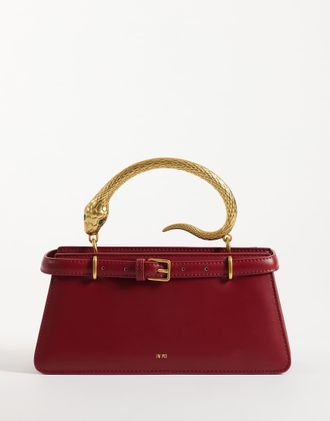 JW PEI Elena sac &agrave; anse effet serpent rouge