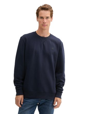 Tom Tailor Herren Crewneck Sweatshirt mit Logo-Badge, 10668 - Sky Captain Blue, XXL